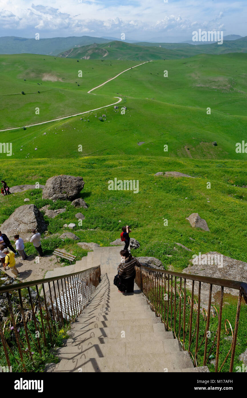 The steps leading up the Besh Barmag or Five Finger Mountain, near Baku ...