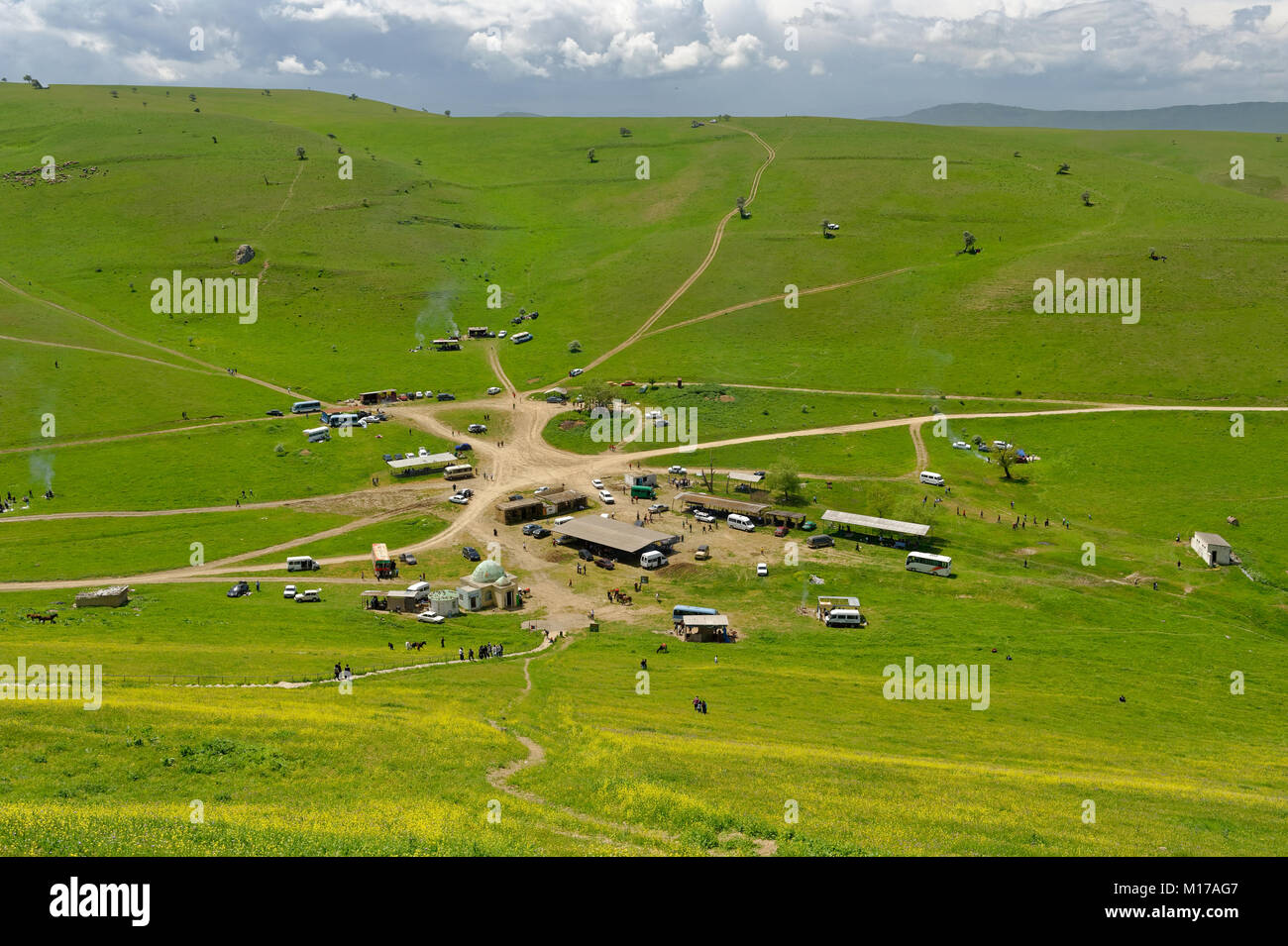 An small settlement or encampment near the Besh Barmag or Five Finger ...