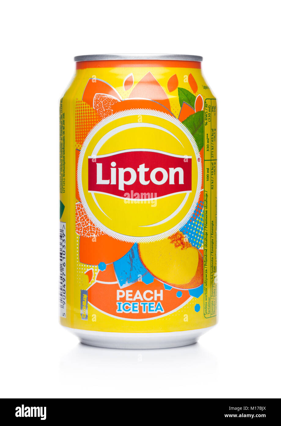 LONDON, UK - JANUARY 24, 2018: Aluminium can of Lipton ice tea with ...