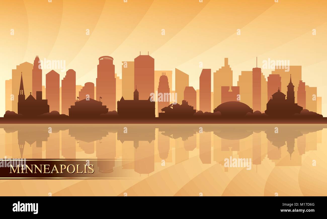 Minneapolis city skyline silhouette background, vector illustration ...