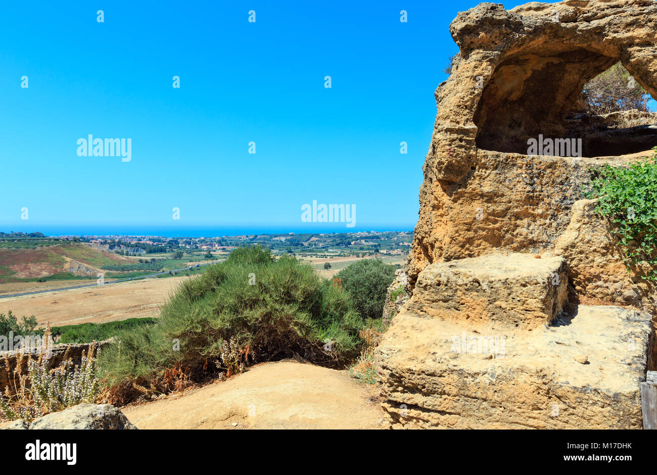 Summer sea coast and famous ancient ruins in Valley of Temples ...
