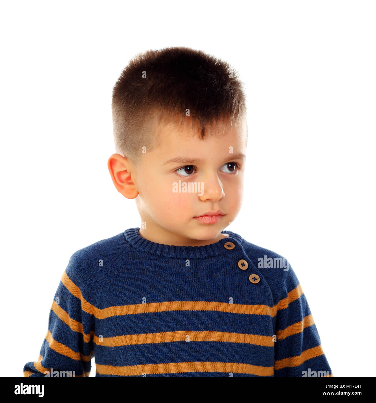 Baby with a serious expression isolated on a white background Stock ...