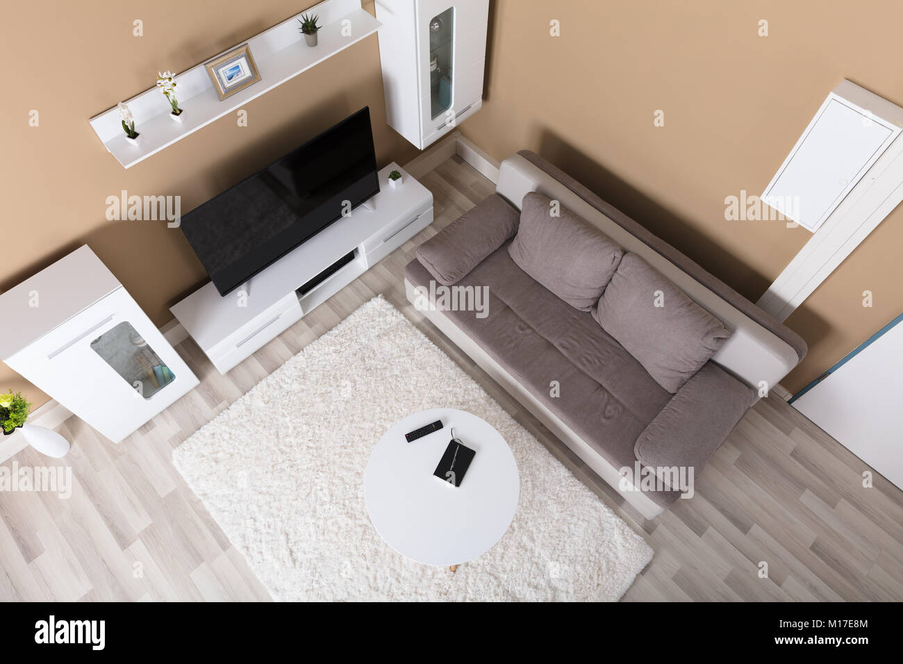 High Angle View Of Living Room Interior Stock Photo - Alamy