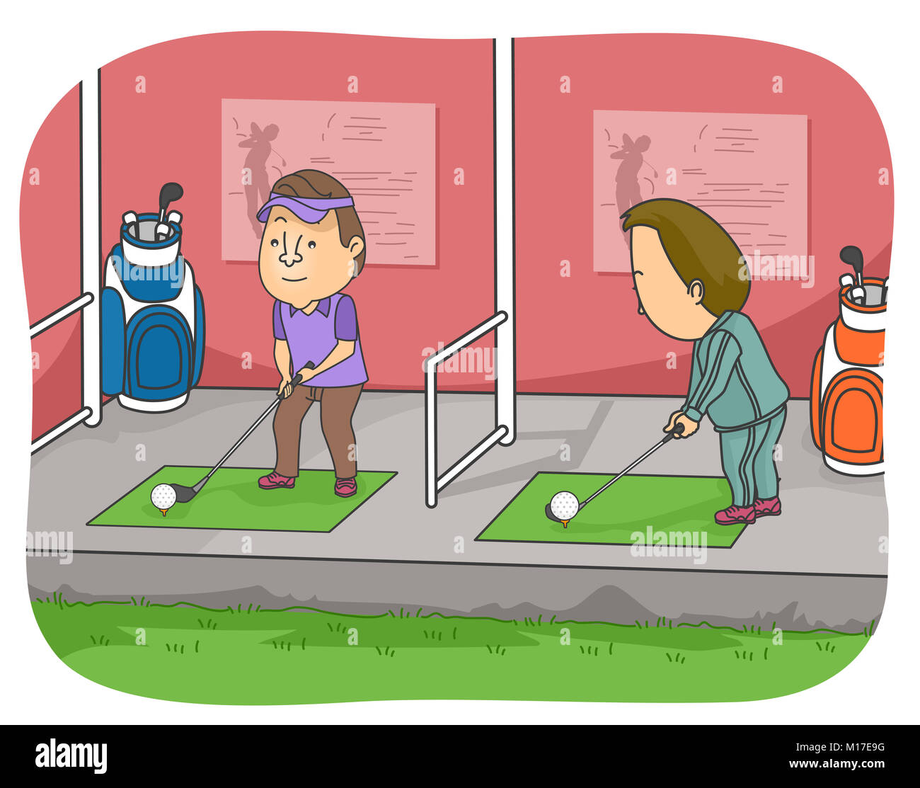 Illustration Featuring a Pair of Businessmen Practicing Golf in a ...