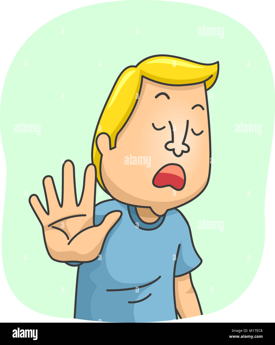 Illustration Featuring a Disinterested Young Man Using His Hand to ...