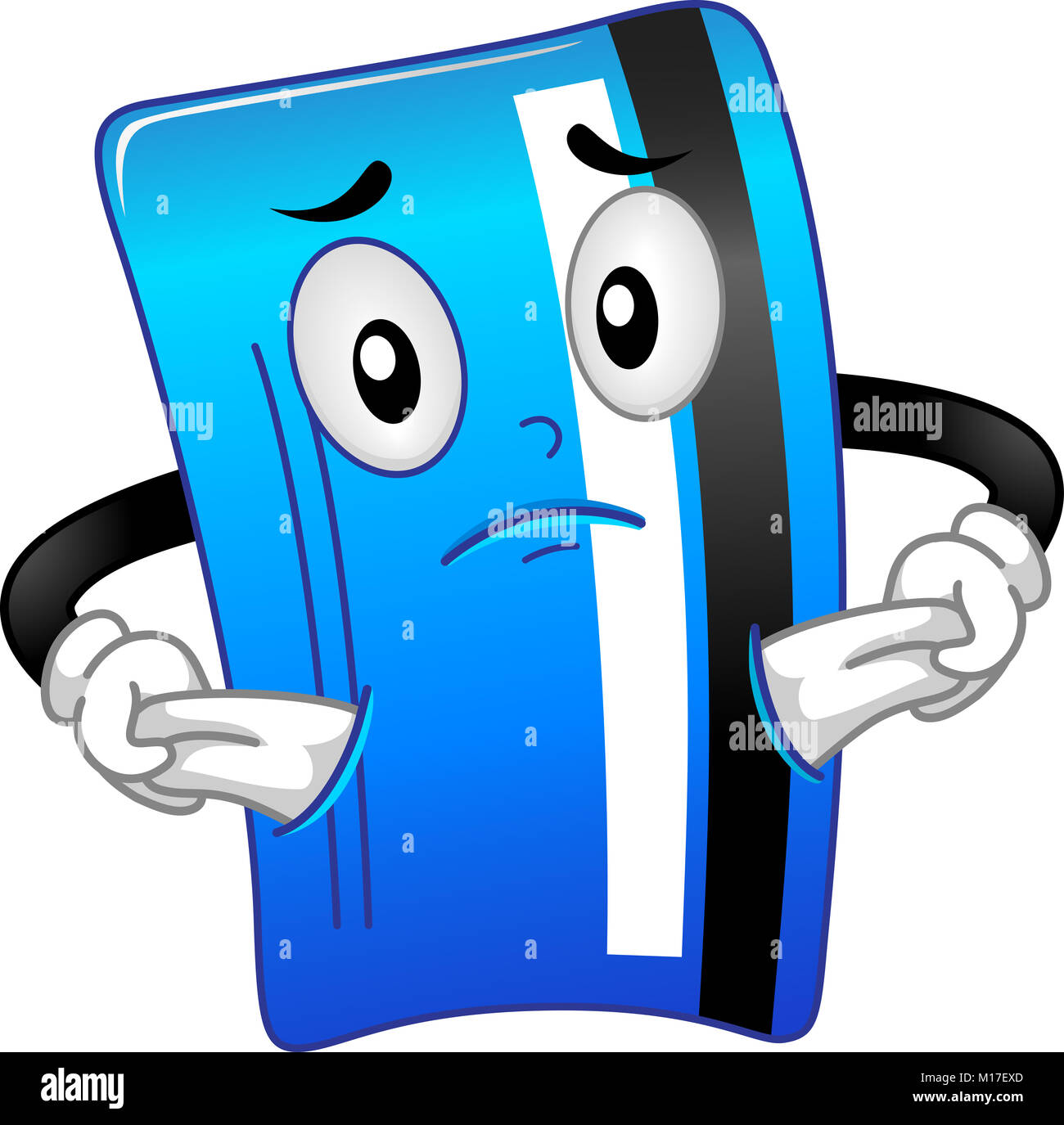 Illustration of a Debit Card Mascot Showing Nothing Inside Its Pockets ...
