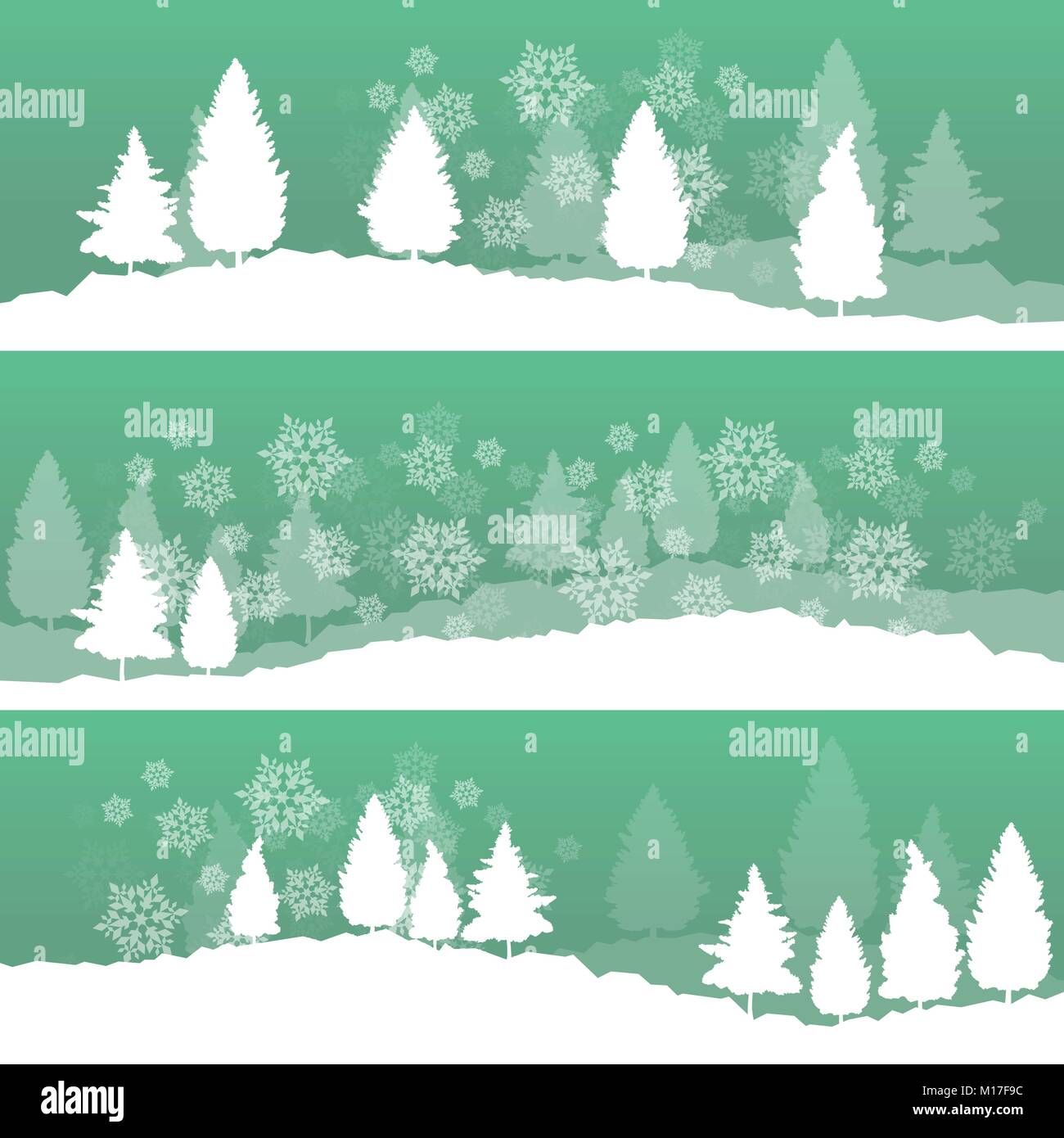 Winter landscape with trees and snow vector abstract background Stock ...