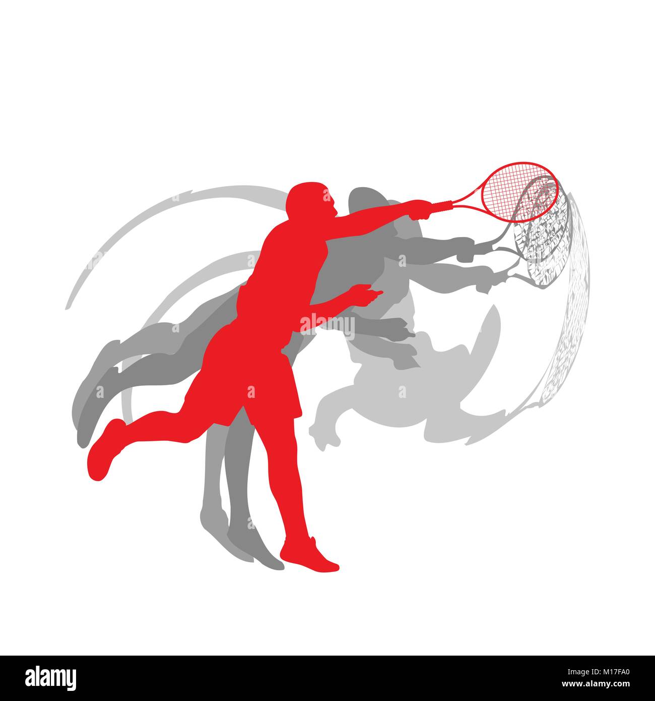 Tennis player male vector abstract background motion concept in red ...