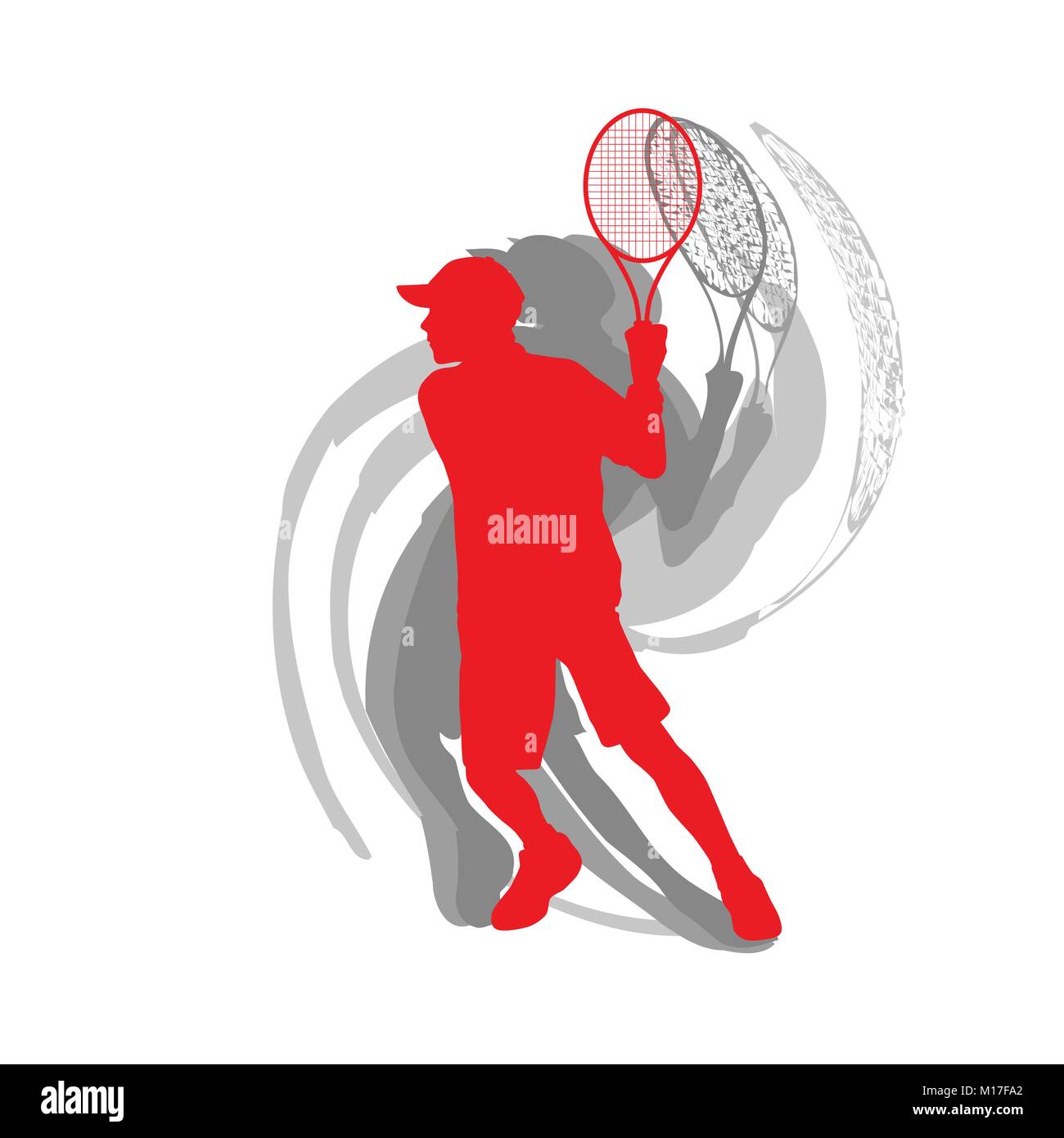 Tennis player male vector abstract background motion concept in red ...