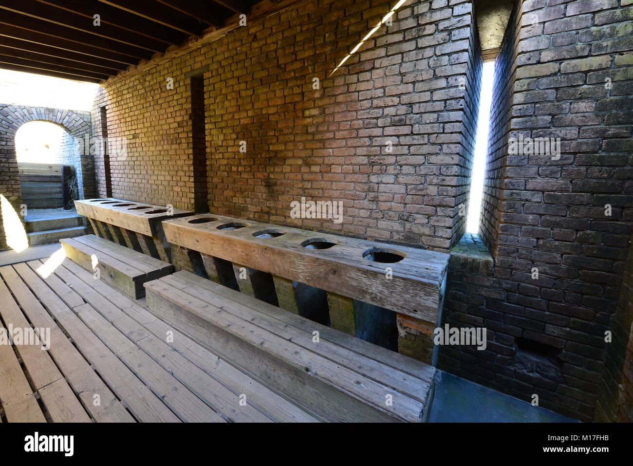 A 19th century toilet facility at a Confederate fortress Stock Photo ...