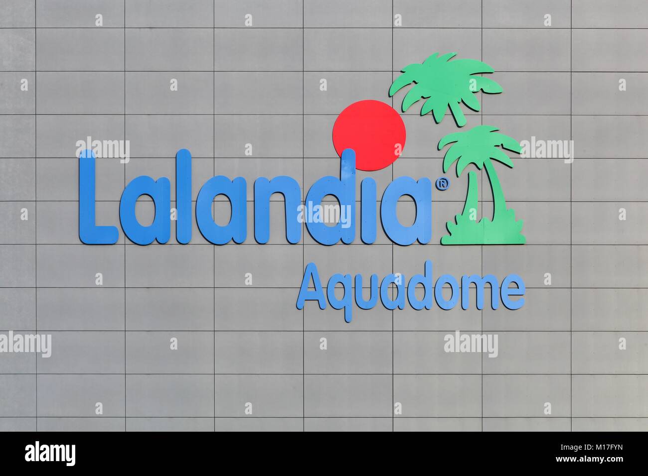 Billund, Denmark - January 4, 2018: Lalandia aquadome logo on a wall ...