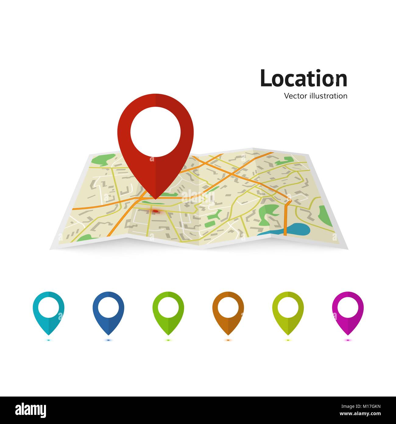 Set Of Marker Pointer On Map Map Vector Illustration Modern Plan Pin