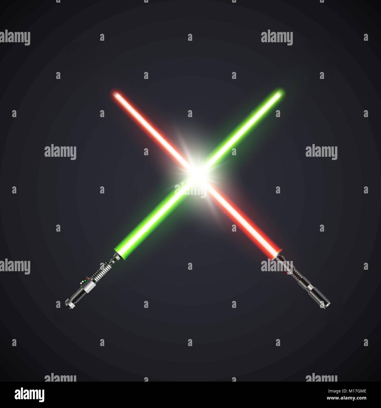 Two realistic light swords. crossed swords. Vector illustration ...