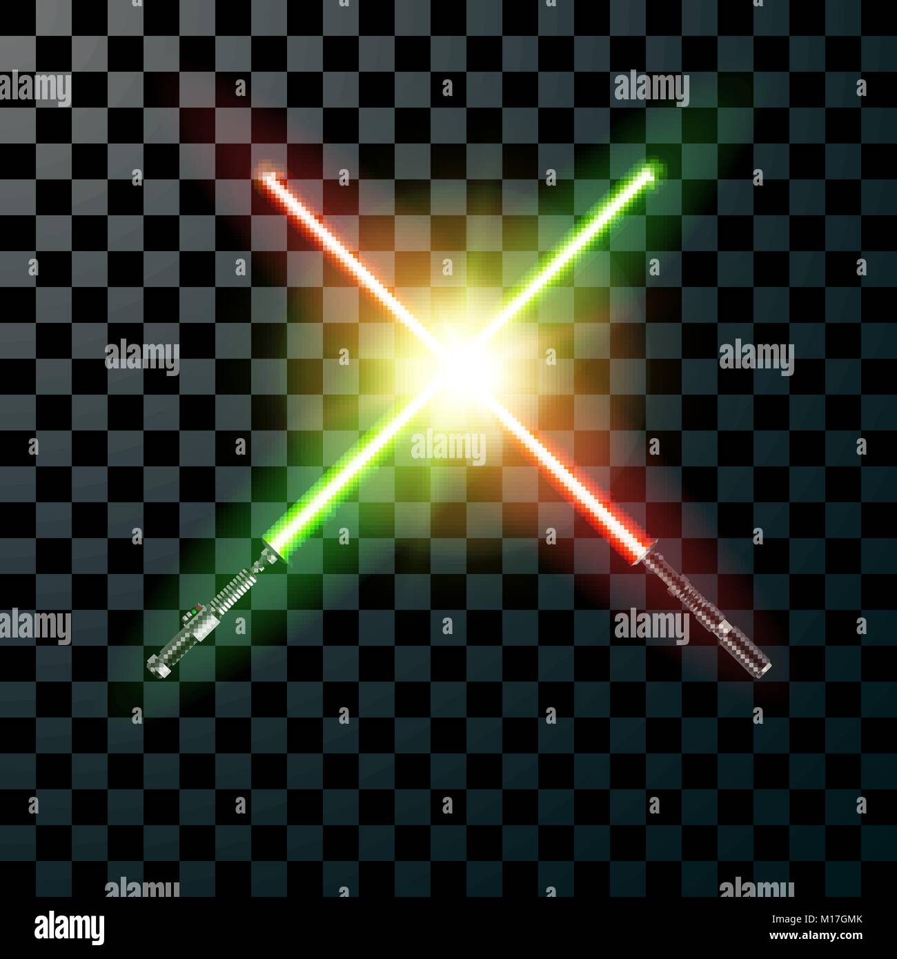 Two realistic light swords. cross swords. Vector illustration isolated ...