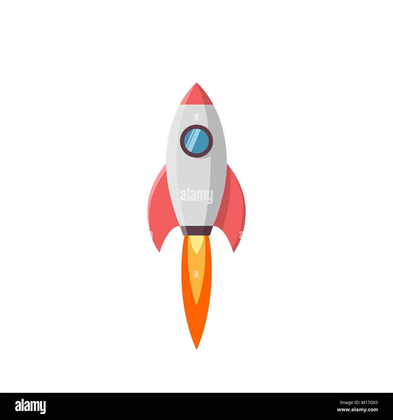 Rocket launch. Vector illustration isolated on white Stock Vector Image ...