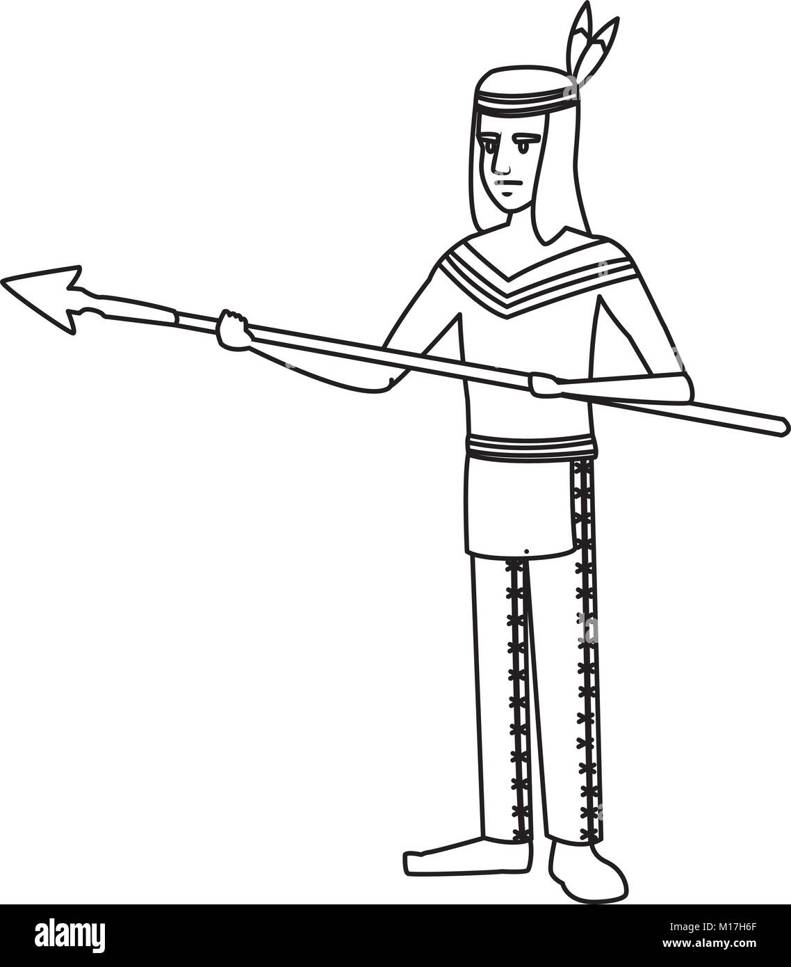 American indian warrior black white Stock Vector Images - Alamy