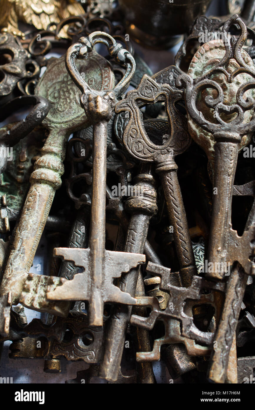 Retro styled color decorativel key made of metal Stock Photo - Alamy