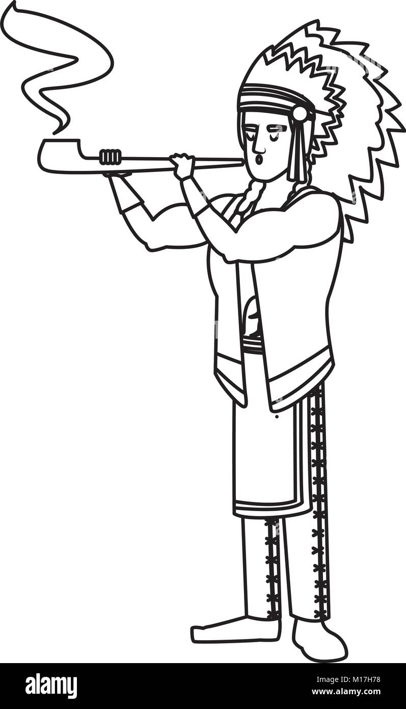 Smoking pipe native american Stock Vector Images - Alamy