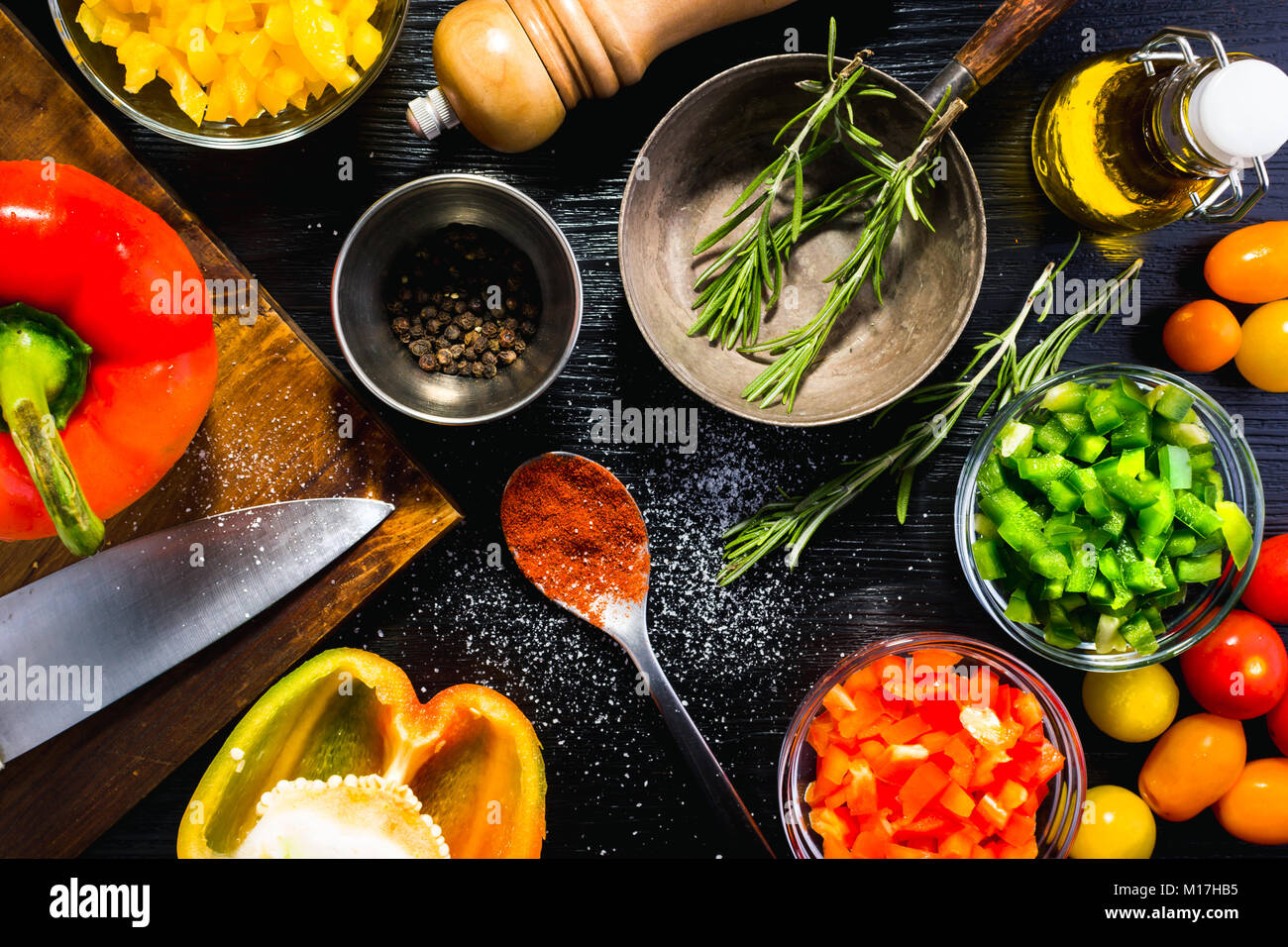 Various ingredients and spices to follow a specific recipe Stock Photo ...