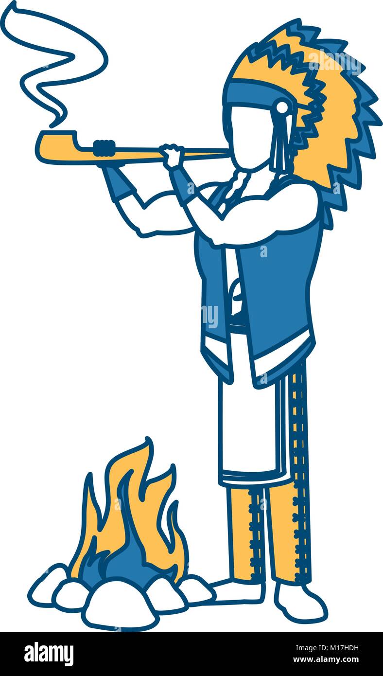 American indian smoking tobacco pipe Stock Vector Image & Art - Alamy