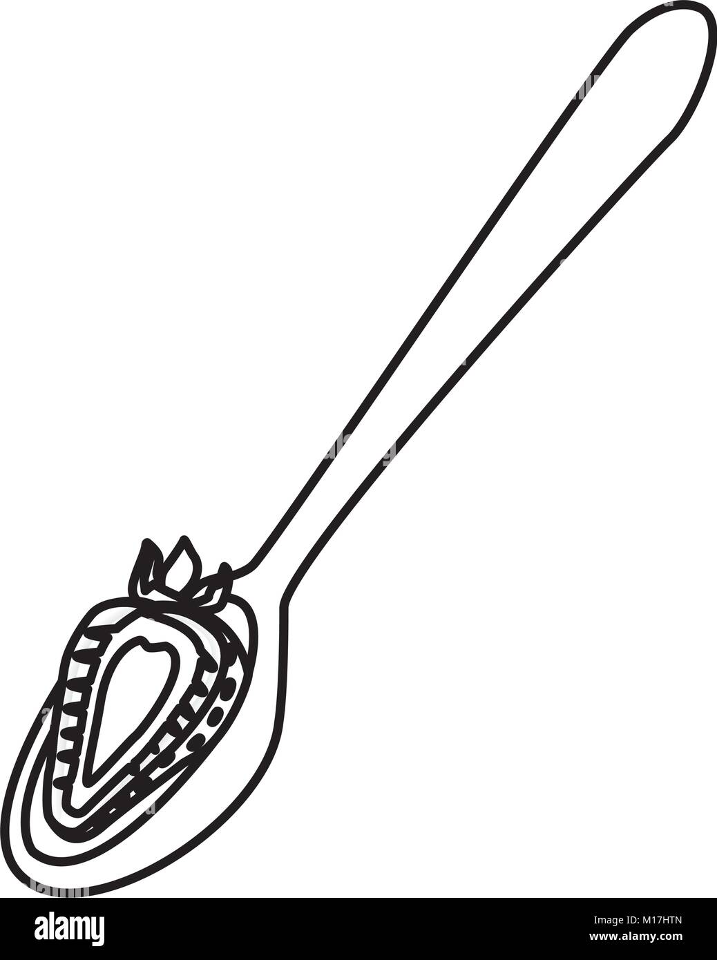 Strawberry on spoon black Stock Vector Images - Alamy