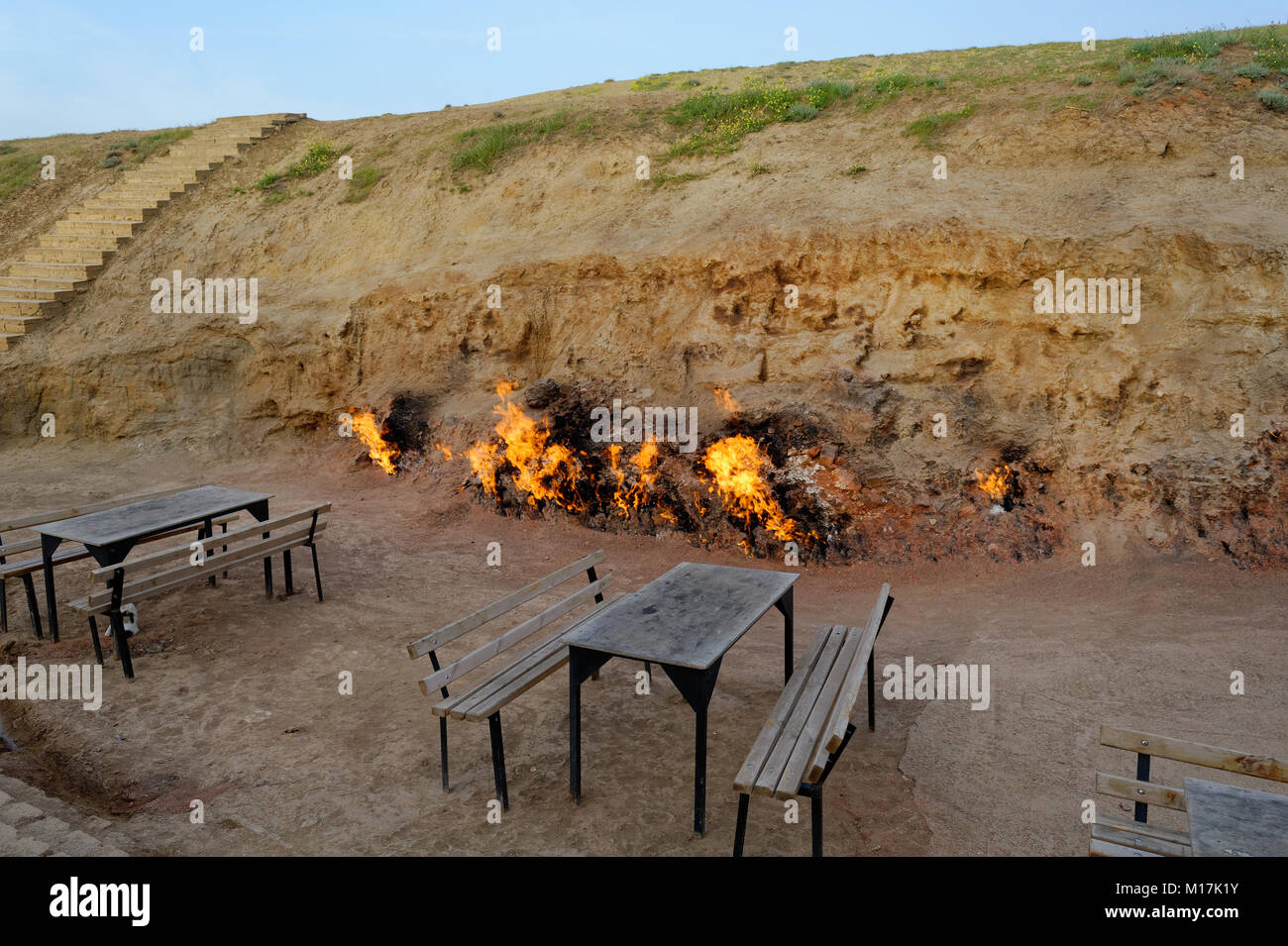 Yanar Dag, Baku, Azerbaijan. A place where natural gas seeps to the ...