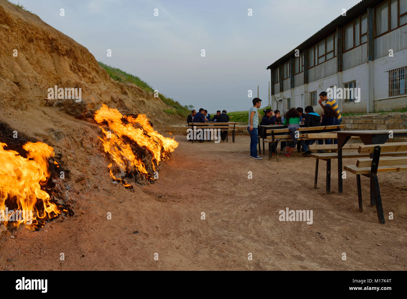 Yanar Dag, Baku, Azerbaijan. A place where natural gas seeps to the ...