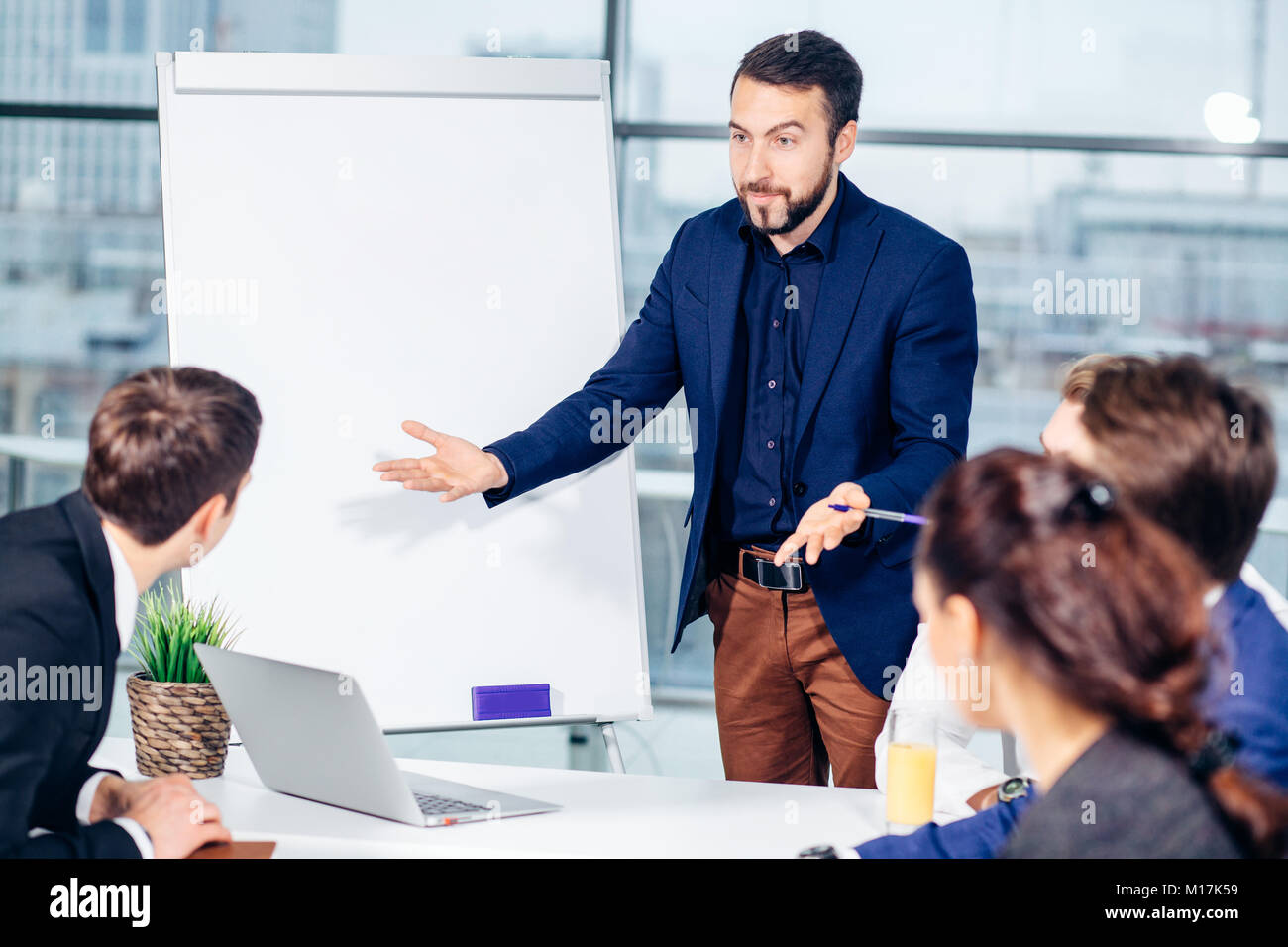 boss leader coaching in office. On job training. Business and Education ...