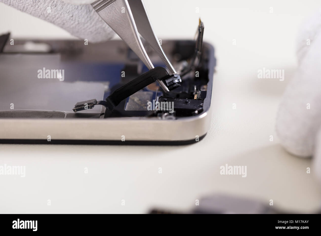 Close-up Of A Tweezers Changing Broken Camera Of Mobil Phone Stock ...