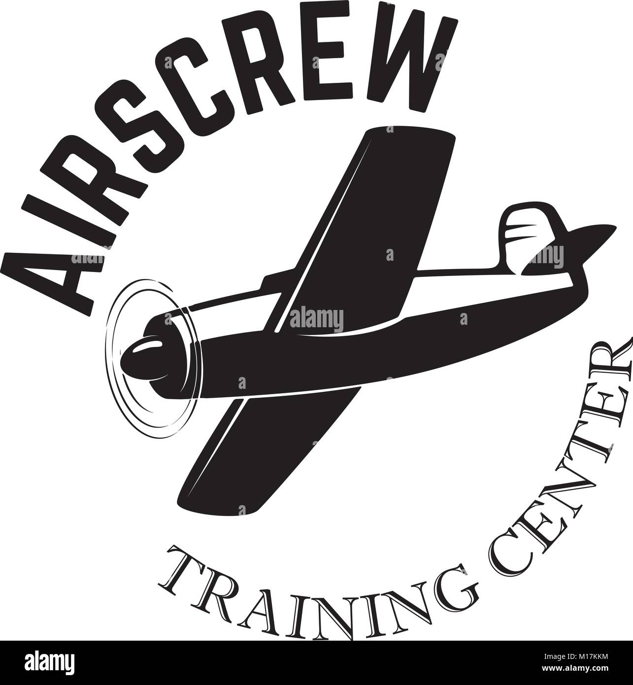 Airplane show. Retro airplane propeller on winged emblem. Design ... Airplane show. Retro airplane propeller on winged emblem. Design ...