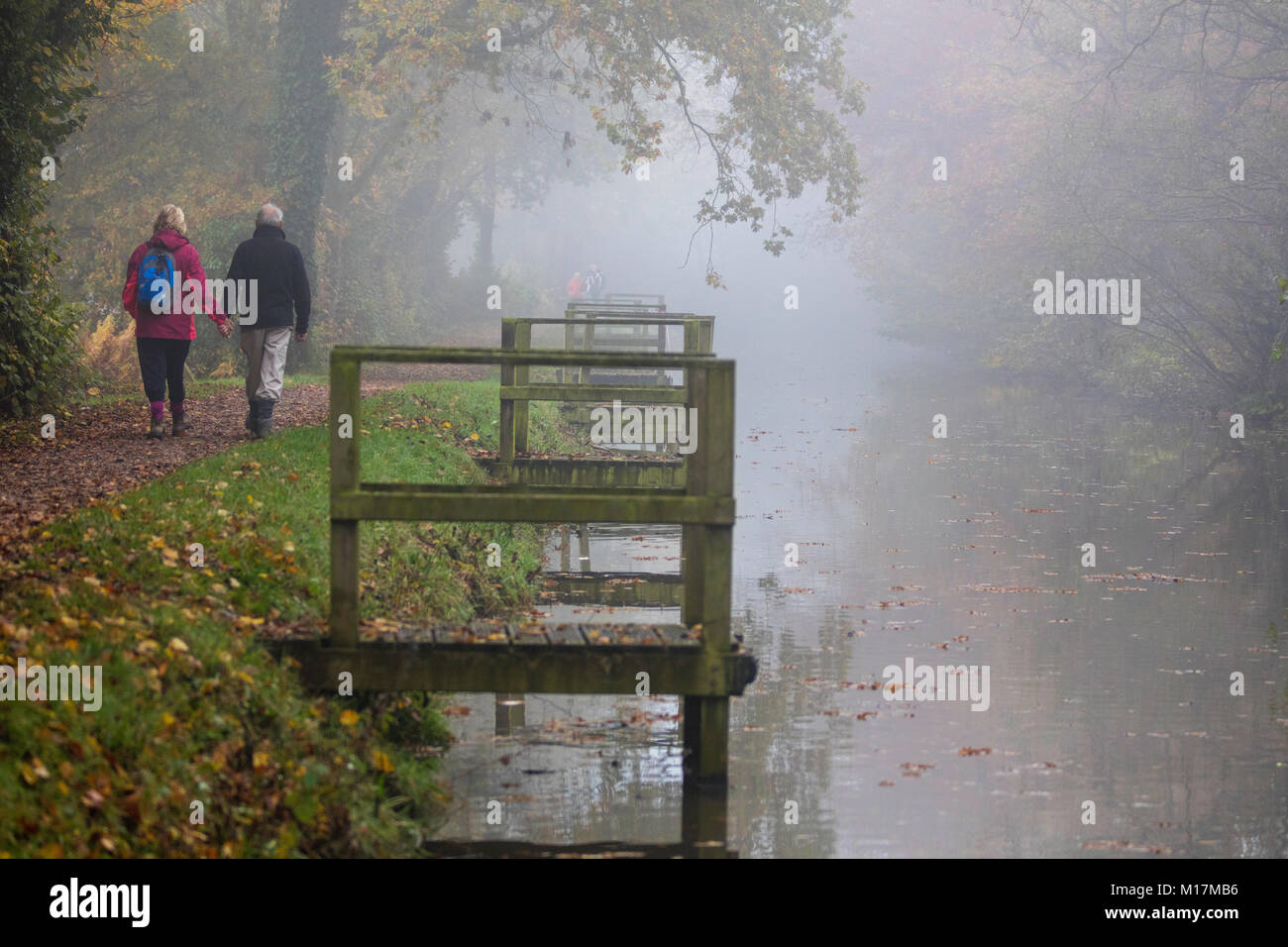 Misty Goytre Wharf, Monmouthshire and Brecon Canal, Wales, UK Stock ...