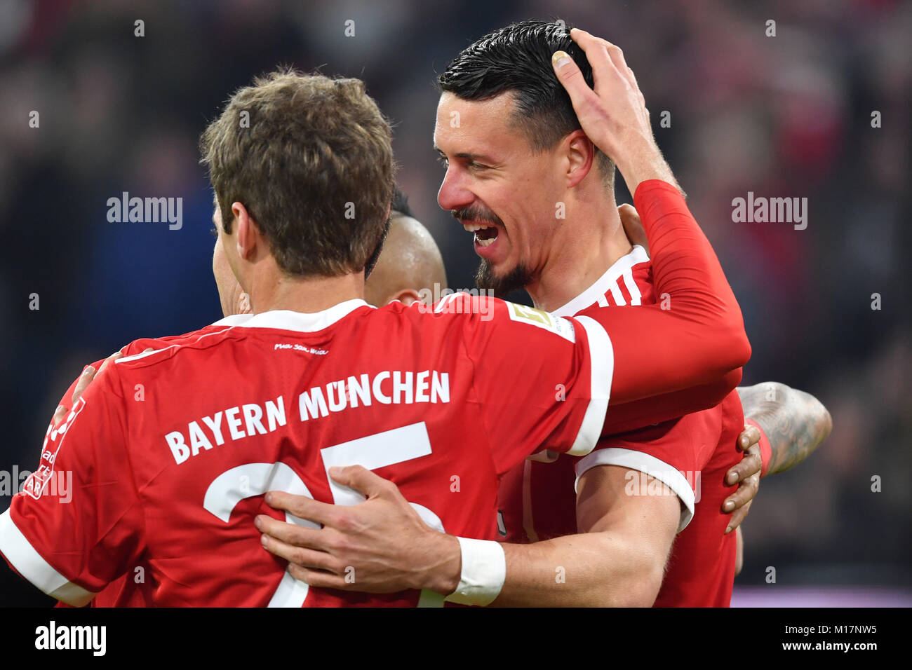 Muenchen, Deutschland. 27th Jan, 2018. goaljubel um Sandro WAGNER (FC ...