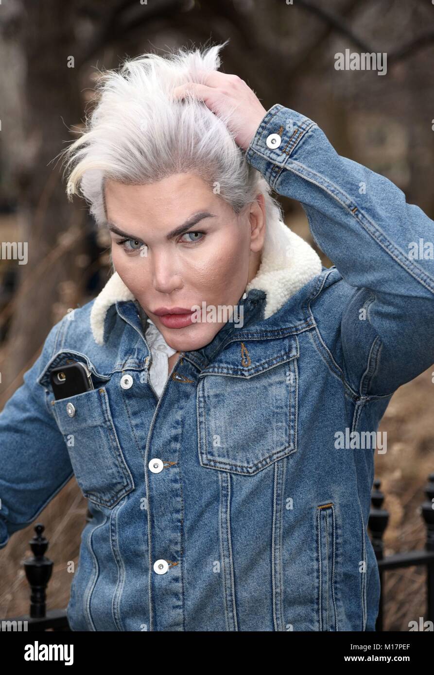 New York, NY, USA. 27th Jan, 2018. Rodrigo Alves, aka The Human Ken ...