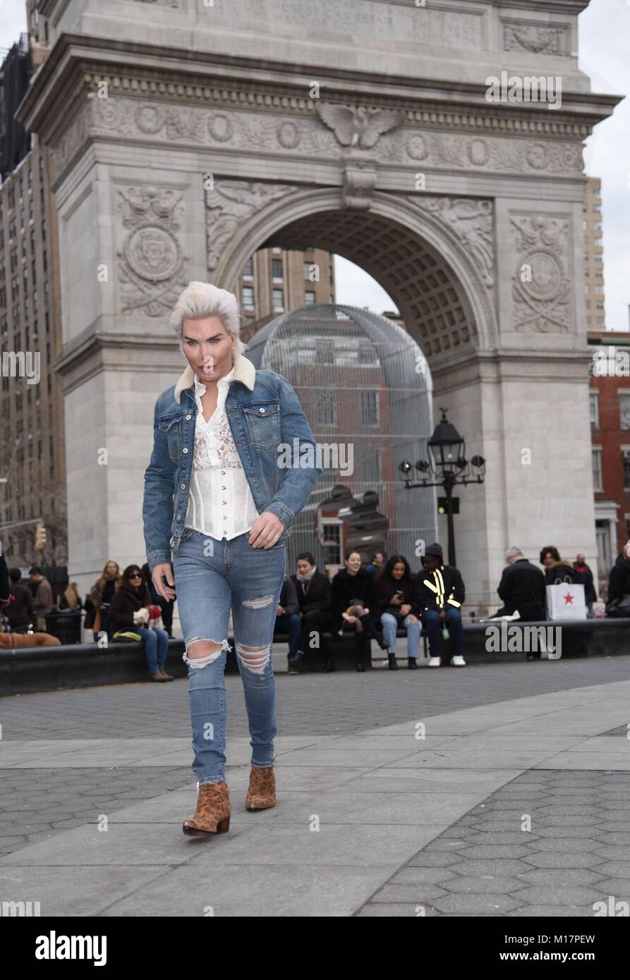 New York, NY, USA. 27th Jan, 2018. Rodrigo Alves, aka The Human Ken ...