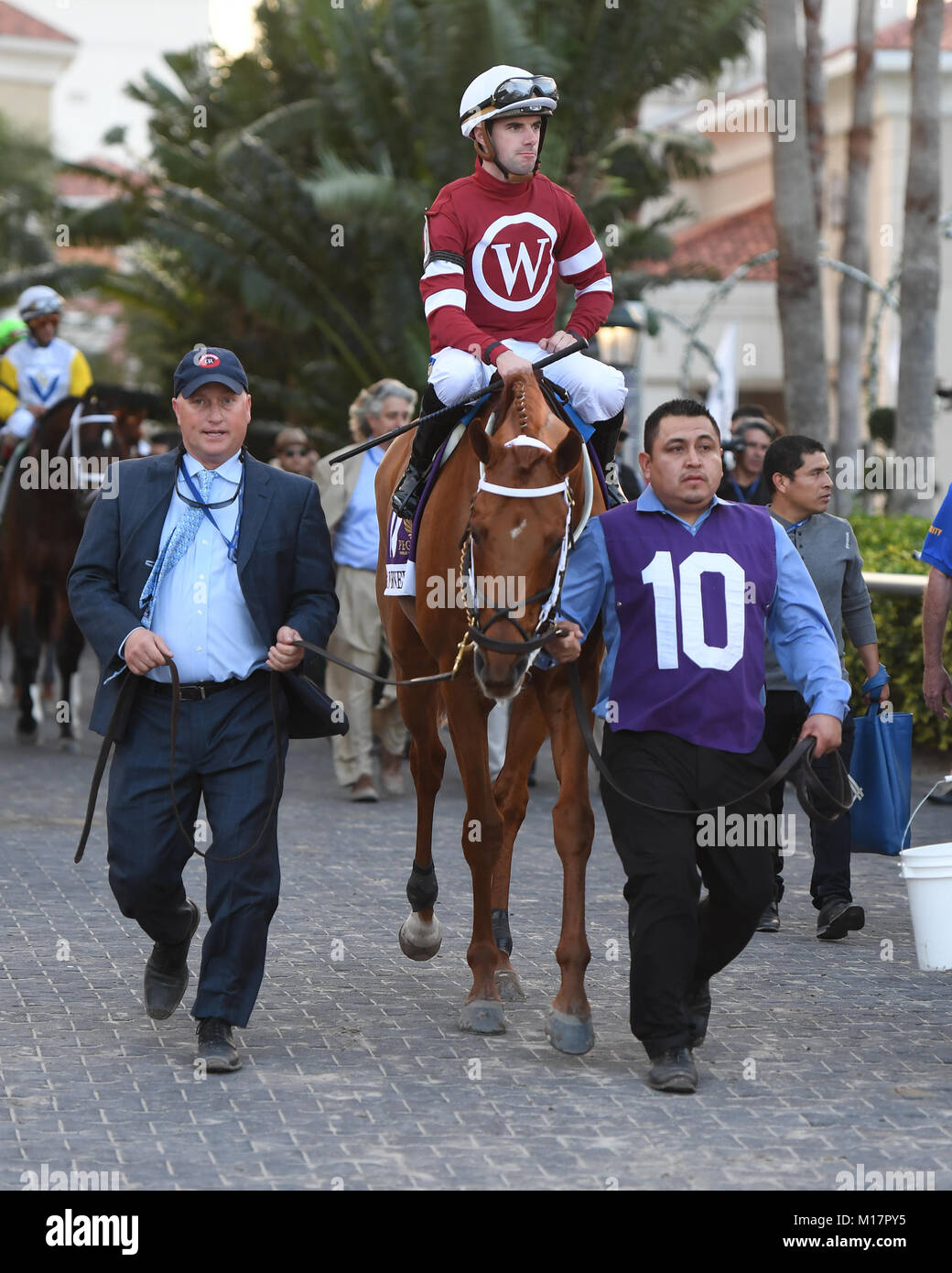 Hallandale Beach, FL, USA. 27th Jan, 2018. Gun Runner with jockey ...