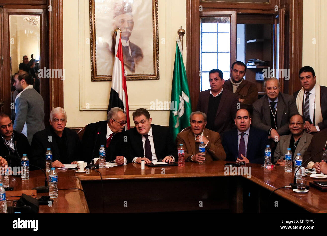 Cairo, Egypt. 27th Jan, 2018. Sayyid el-Badawi, head of the Wafd party ...