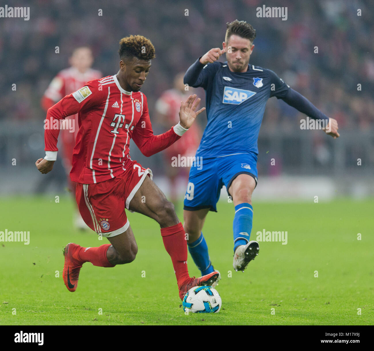Muenchen, Deutschland. 27th Jan, 2018. Kingsley COMAN (FC Bayern) with ...