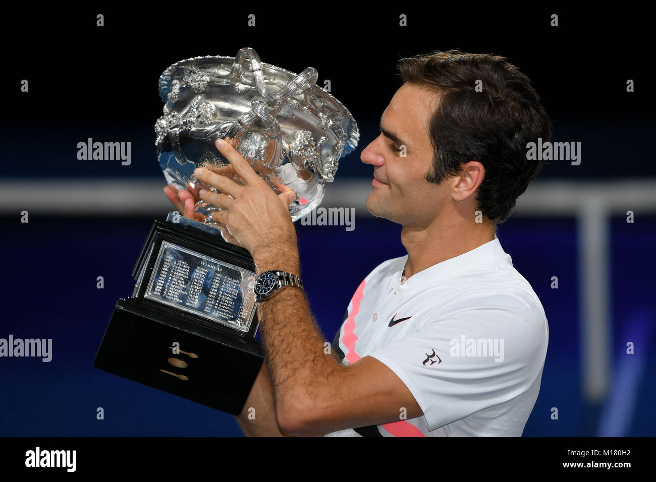 Melbourne, Australia. 28th Jan, 2018. Number two seed Roger Federer of ...