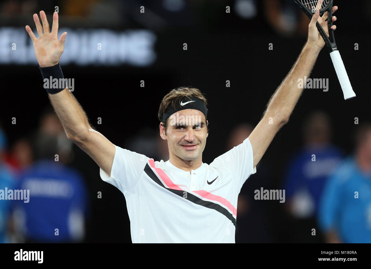 Melbourne, Australia. 28th Jan, 2018. Switzerland's Roger Federer ...