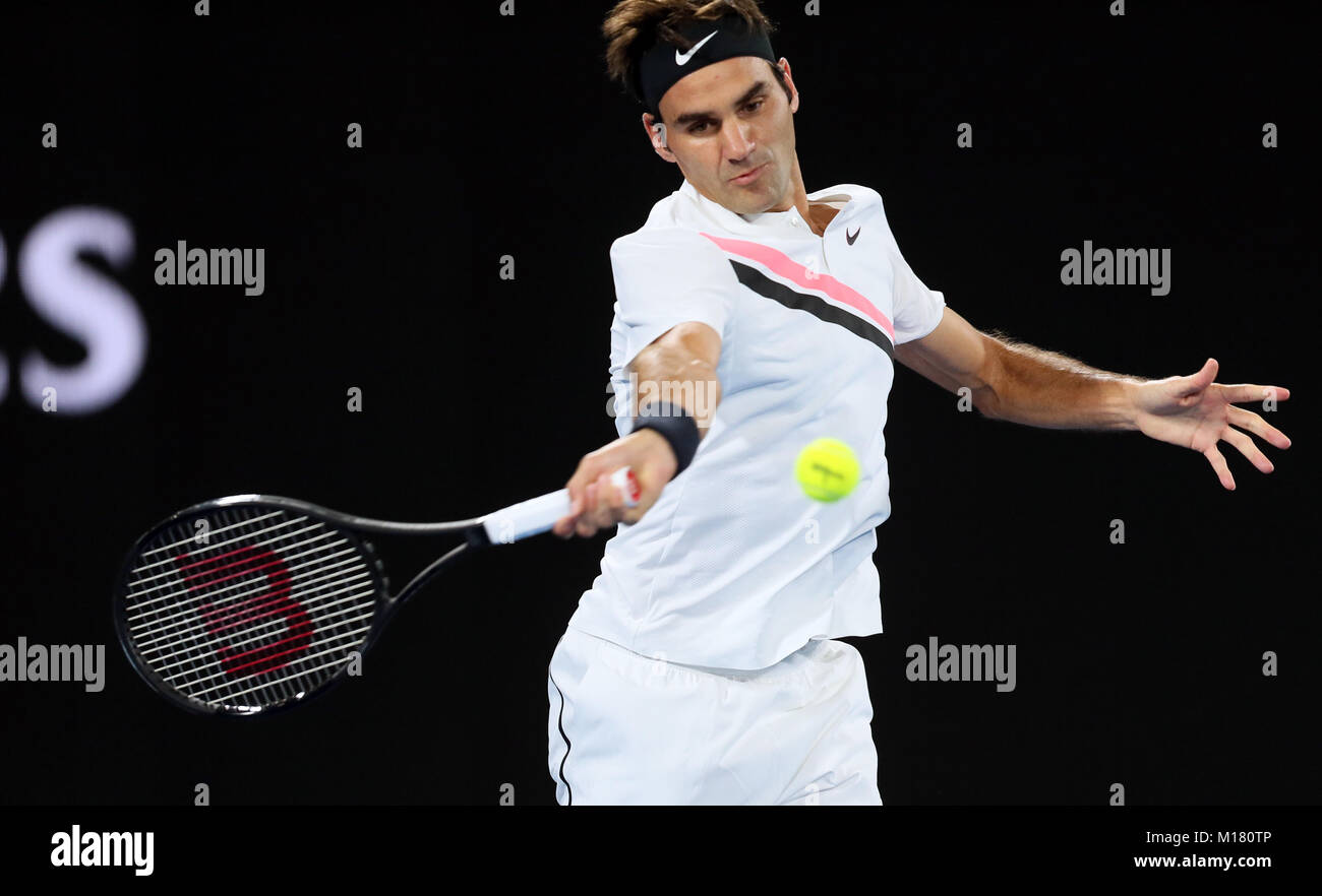 Melbourne, Australia. 28th Jan, 2018. Switzerland's Roger Federer ...