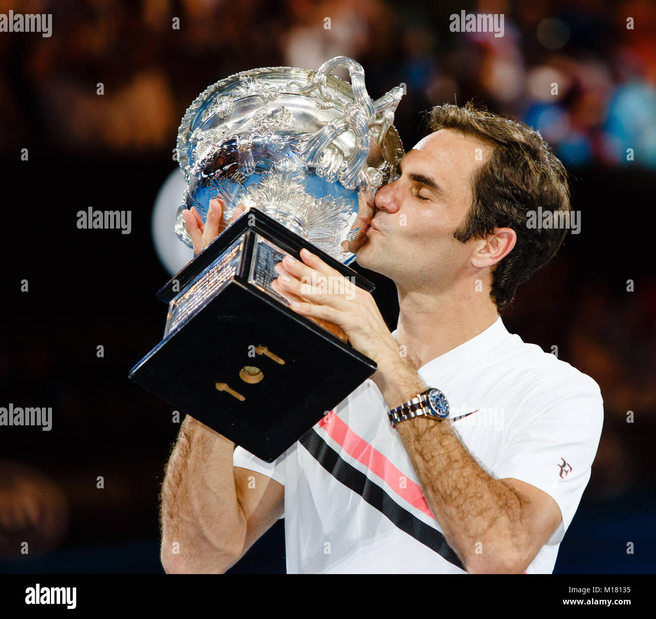 Melbourne, Australia, 28th January 2018: Swiss tennis player Roger ...