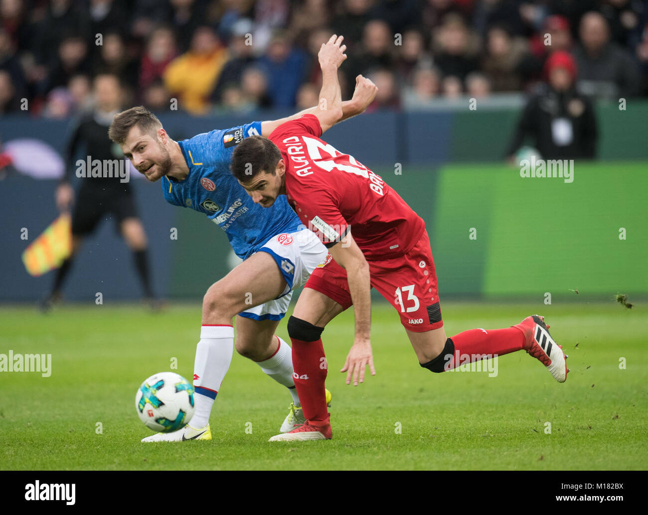 Leverkusen, Germany. 28th Jan, 2018. Leverkusen's Lucas Nicolas Alario ...