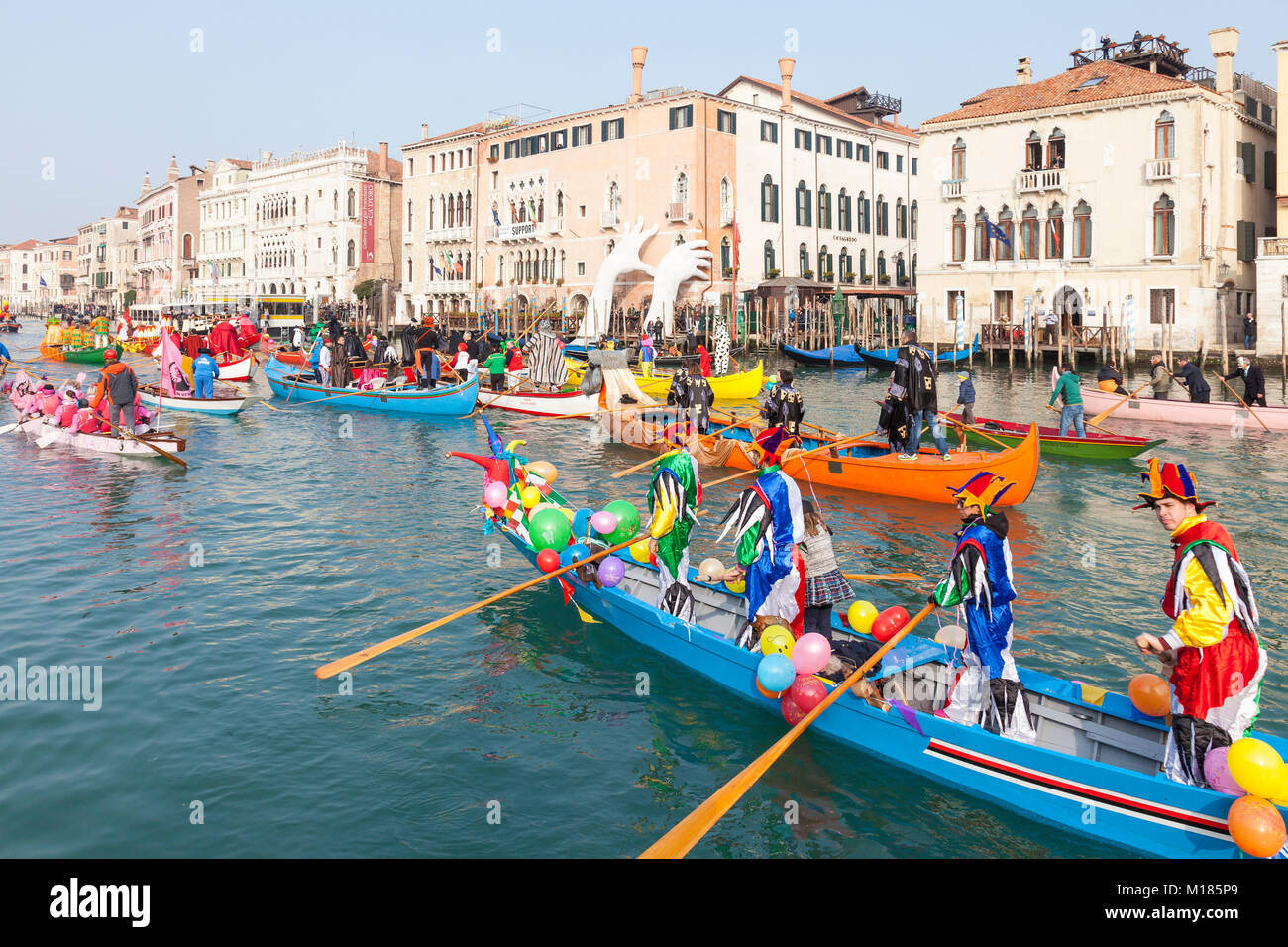 Venice, Veneto, Italy 28th January 2018. The opening regatta or parade ...