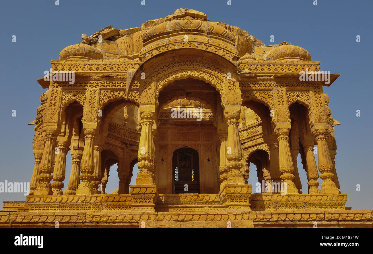 Ancient Hindu temple on desert at sunny day in Jaisalmer, Rajasthan ...