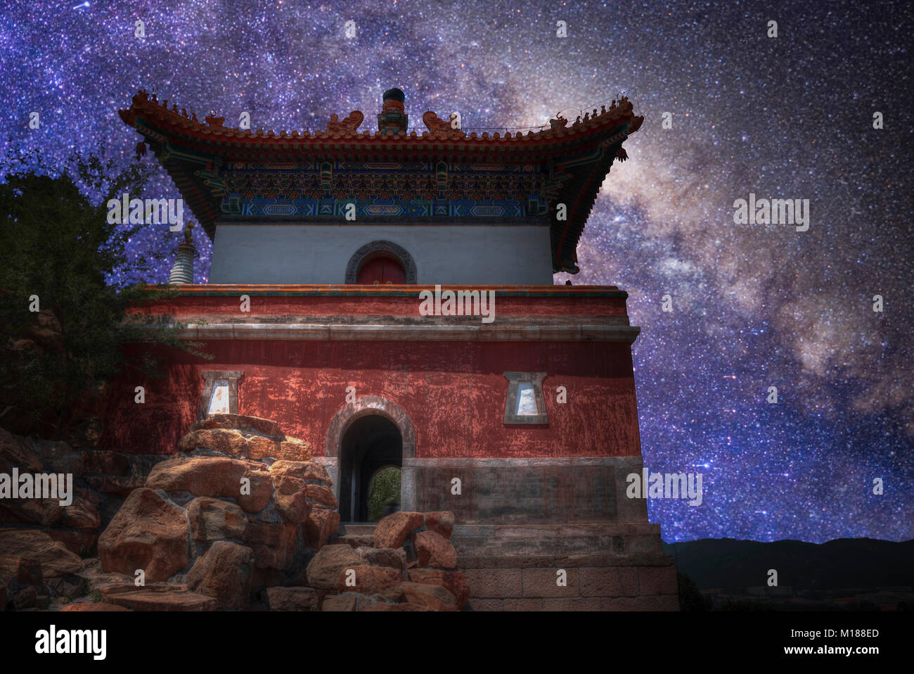 Summer Imperial Palace on the outskirts of Beijing. Night landscape of ...