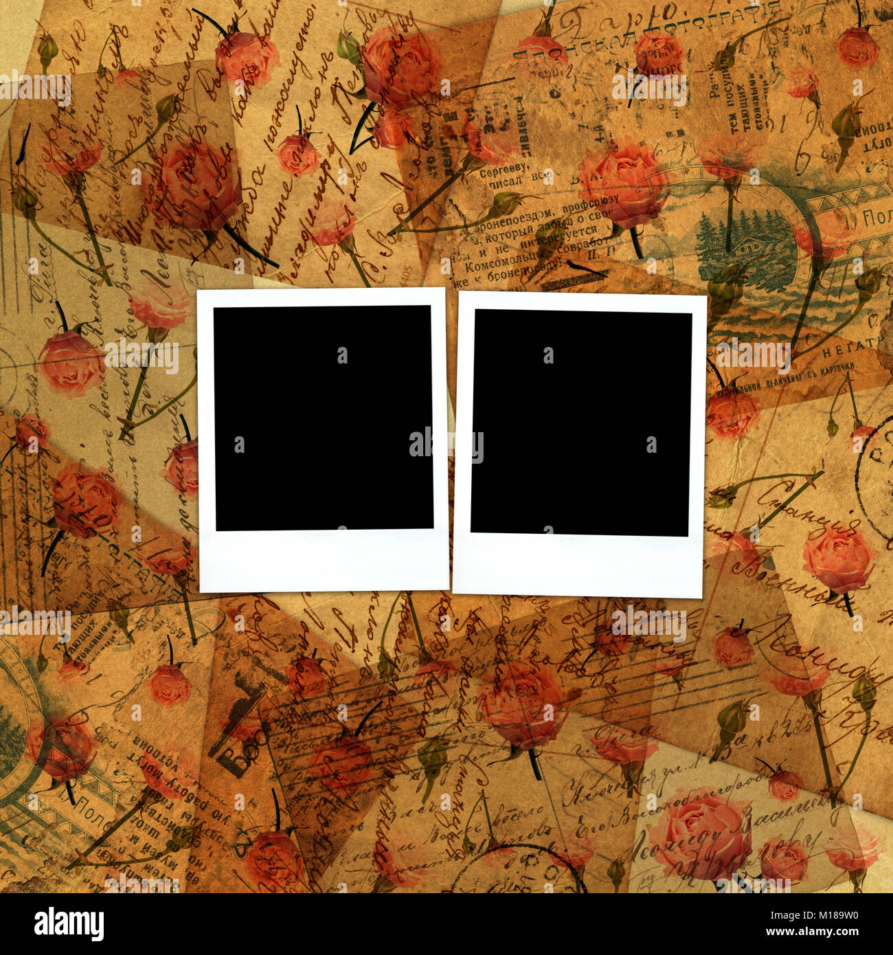 slides on the ancient background of the flowers, letters and old papers ...