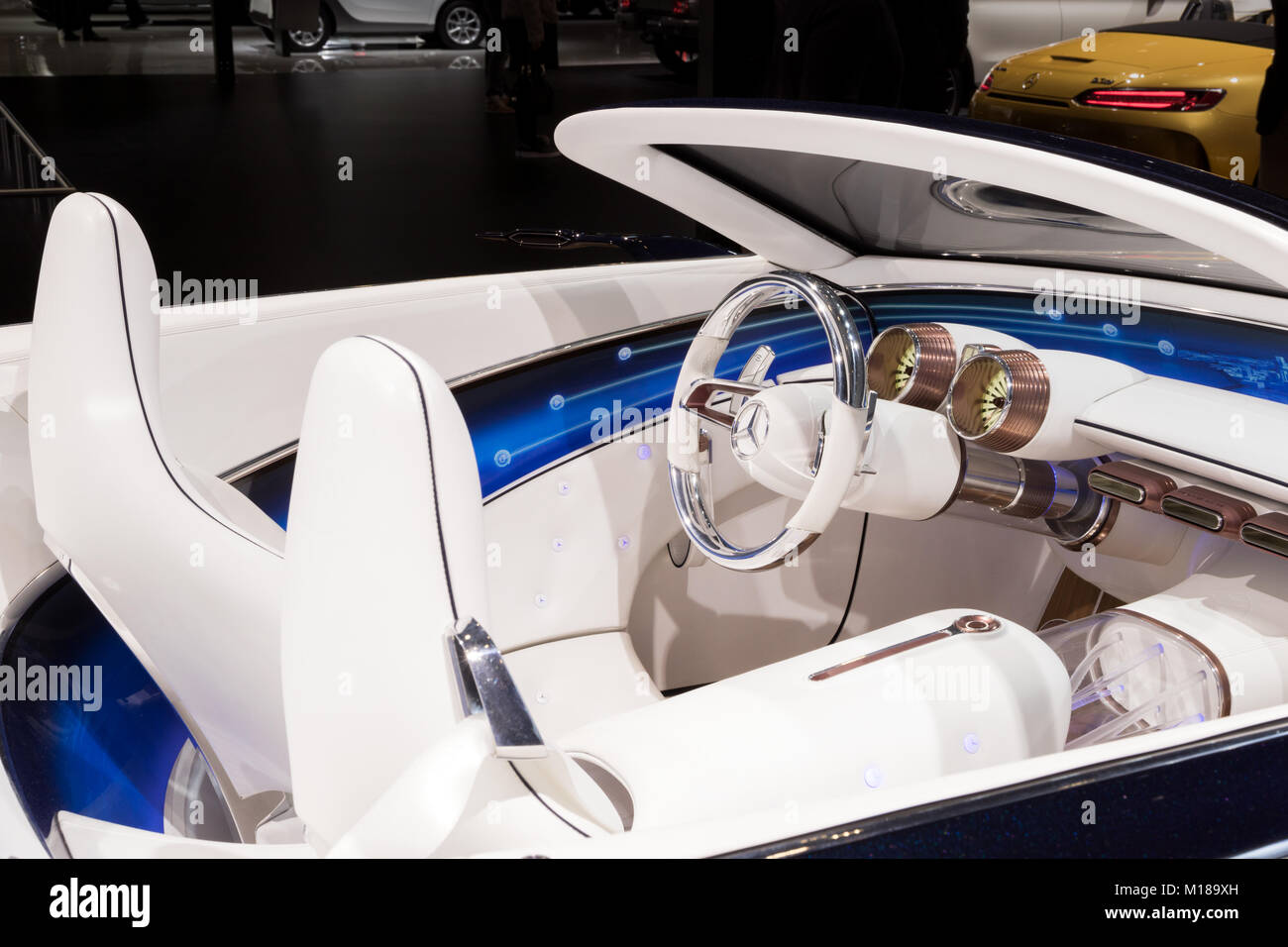 BRUSSELS - JAN 10, 2018: Interior view of a Vision Mercedes Maybach 6 ...