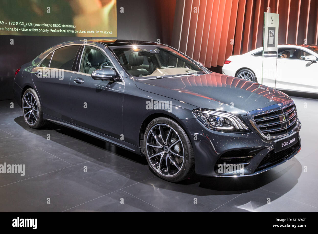BRUSSELS - JAN 10, 2018: Mercedes-Benz S class Limousine luxury car ...