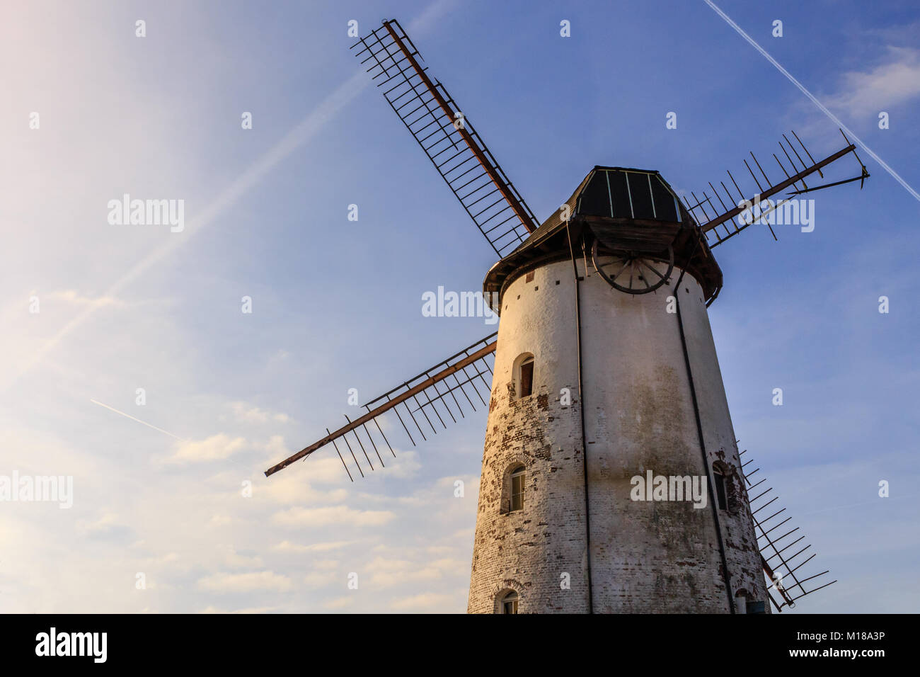 19th century white windmill, badly maintained. Aarschot - Flemish ...