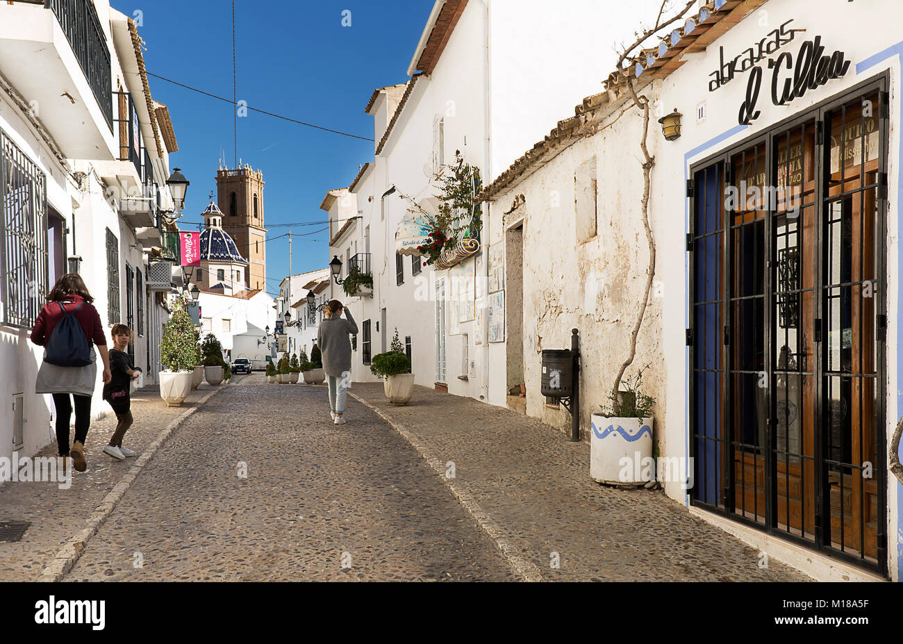 Street of the pretty village of Altea in the province of Alicante ...